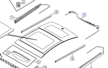 68372746AA - SUNROOF GLASS CABLE TUBES - | Alfa Romeo Fiat Parts USA
