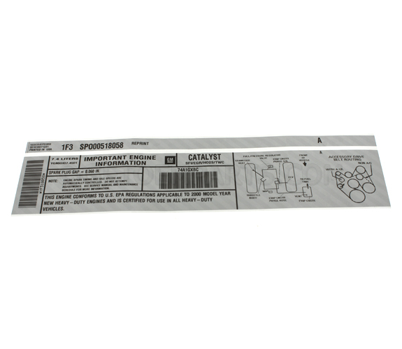 19354745 - Manufacturers Information Label 2000-2025 GM | GetOEMParts.com