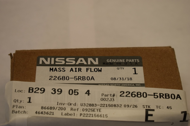 226805RB0A - 2015-2023 Nissan Mass Air Flow Sensor - World Nissan ...