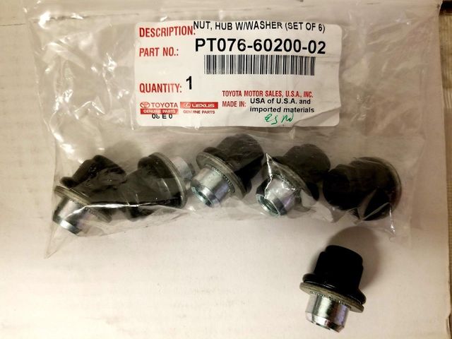 Genuine Toyota Wheel Lug Nuts, Black Pvd set of 6 part# PT076-60200-02 ...