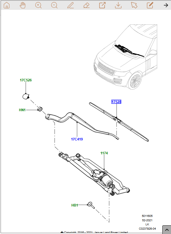 2013-2017 Land Rover 2013-2017 Land Rover - Wiper Blade LR180491 | Land ...