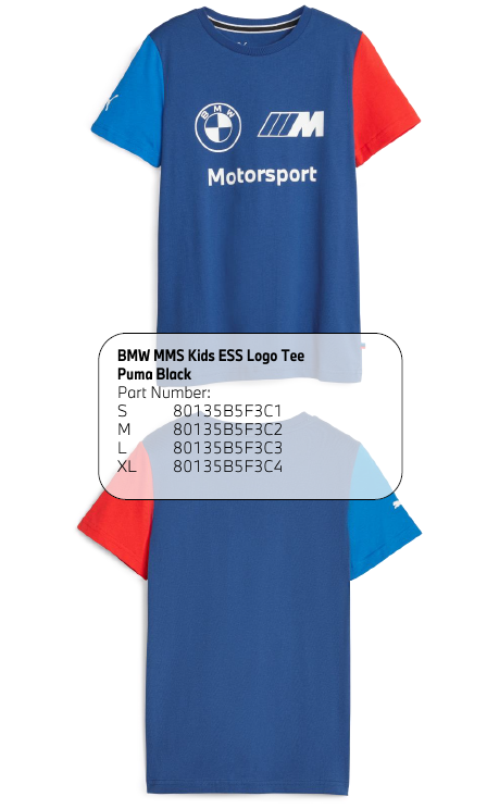 Genuine BMW 80-13-5-B5F-3C1 | BMW M Motorsport Puma Kids ESS Logo Tee ...