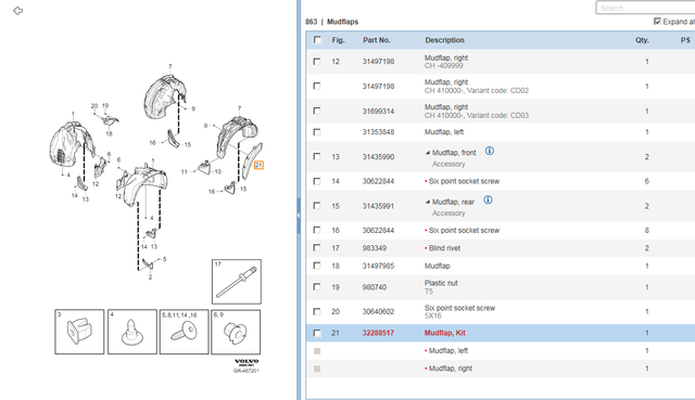 32288517 - Fender Liner Mudflap | Volvo OEM Parts Direct