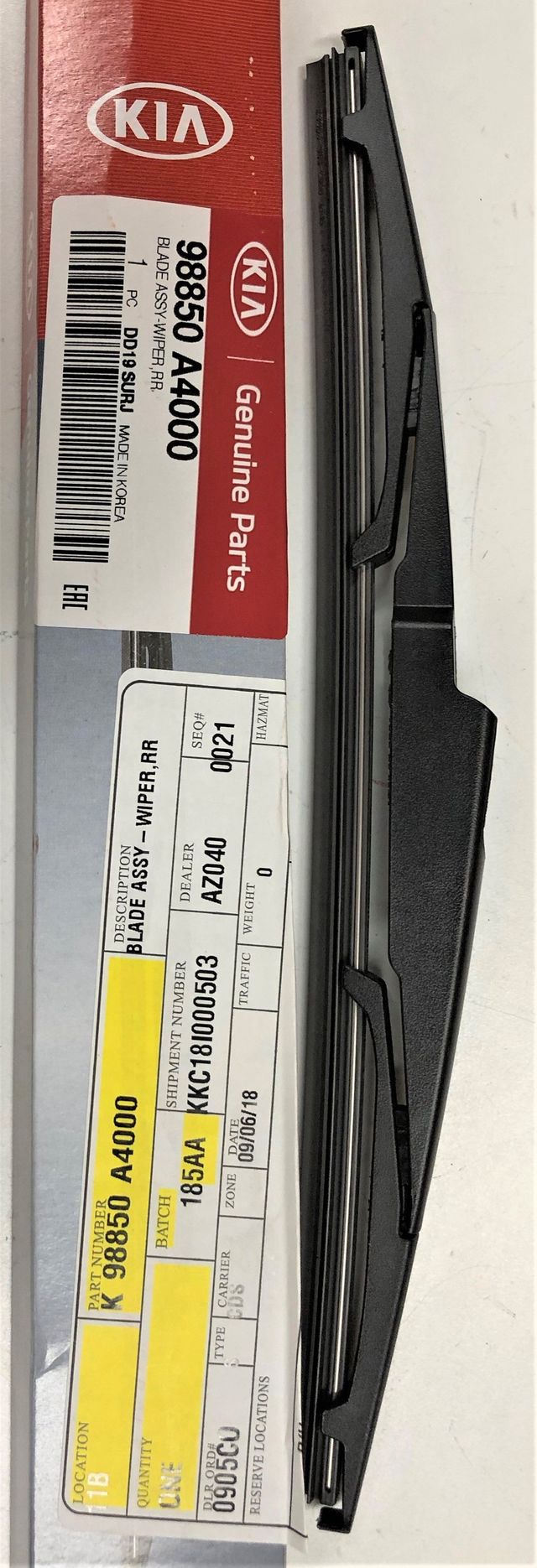 98850-A4000 - Back Glass Wiper Blade 2017-2022 Kia Sportage | Kia.Parts ...