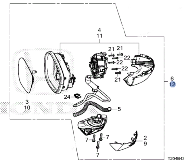 76258-T20-A02 - Mirror Set, Left (same as 76258-T20-A01) | Genuine ...