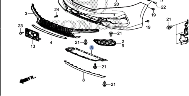 71107-T3L-A50 - 2016-2017 Honda Accord - Duct Front Bumper (Lower ...