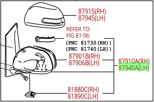 Genuine Toyota Mirror Assembly - Outer - Driver Side 87940-08905 ...