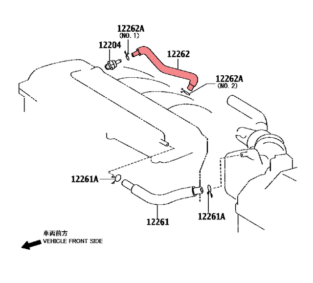 Genuine Toyota Camry Corolla Solara PCV Hose 12262-0H010 | Frontier Toyota
