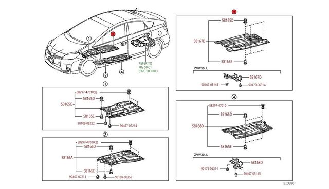 Genuine Toyota Prius Right Center Under Cover 58167-47030 | Frontier Toyota