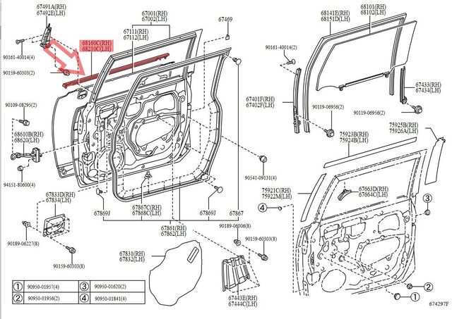 Genuine Toyota FJ Cruiser Door Moldings Set Belt 68161-35073 68162 ...