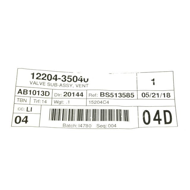 12204-35040 - PCV Valve | Nucar Toyota Parts