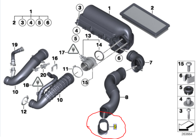 13-71-2-753-073 - Engine fresh Air Intake Duct (lowe section) | BMWPartsHub