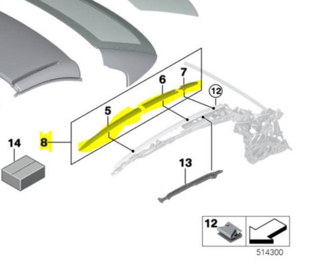 2007-2020 BMW 2007-2020 BMW - Set Of Roof Trim Strips Prim 549900 54-37-5-A19-AA4 | BMW Parts ...