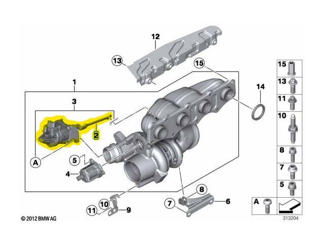 11-65-7-638-783 - Turbocharger Wastegate Actuator 2012-2018 BMW ...