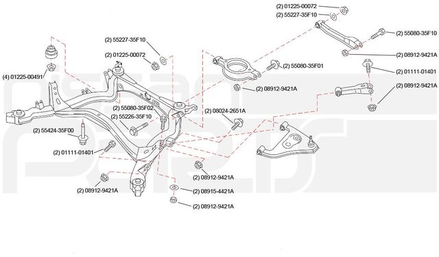 Genuine S13 REAR SUSPENSION HARDWARE KIT - S13RRHDW | NissanParts.cc ...