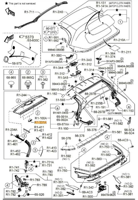 N243-R1-331 - Handle Soft Top - 2016-2020 Mazda MX-5 Miata | Mazda ...