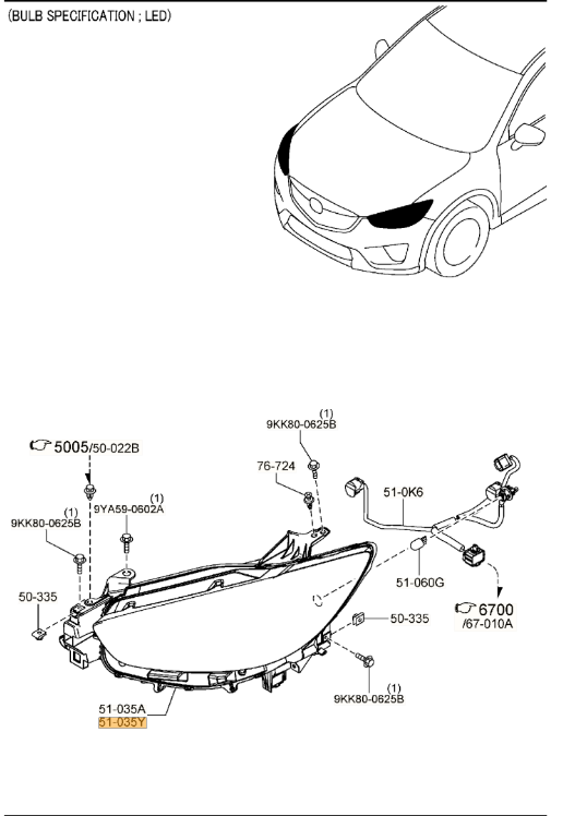 KA0G-51-041J - Composite Headlamp LH - 2016 Mazda CX-5 | Mazda Parts Factor