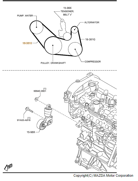 2014-2021 Mazda Water Pump Belt 2.5L Non-Turbo | Mazda Parts Factor