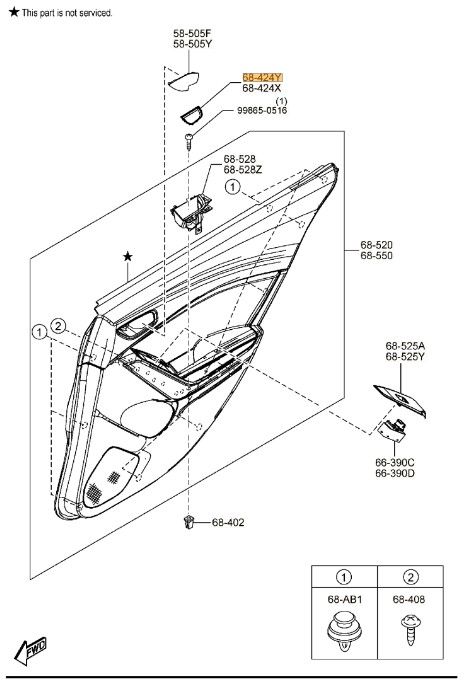 BJS8-68-424 - Pocket Cover Right Rear - 2014-2018 Mazda 3 | Mazda Parts ...
