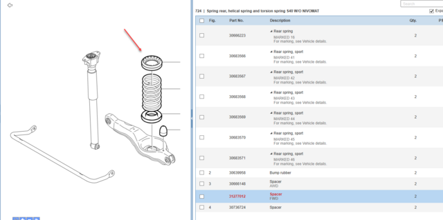 New Genuine Volvo C30 C70 S40 V50 Rear Coil Spring Insulator Spacer ...