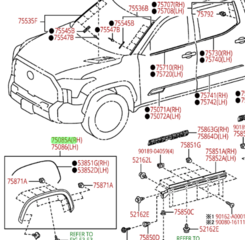 2022-2025 Toyota 2022-2024 Toyota - Wheel Opening Molding 75085-0C903 ...