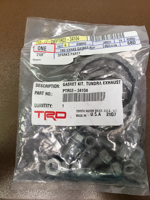 2009-2021 Toyota Tundra TRD Performance Exhaust Gasket and Nuts Bolts ...