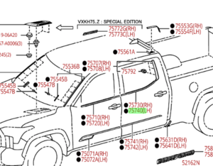 2022-2025 Toyota Tundra 2022-2024 Toyota Tundra - Belt Molding 75740 ...