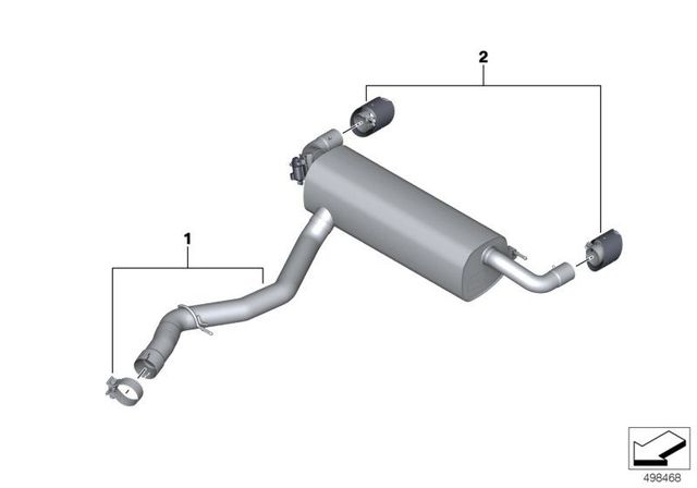 BMW OEM M PERFORMANCE MUFFLER SYSTEM - 330i-ix/430i-ix 18-30-2-464-496 ...