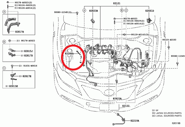 82286-06010 - Genuine Toyota Camry Ground Earth No.2 Wire Engine To ...