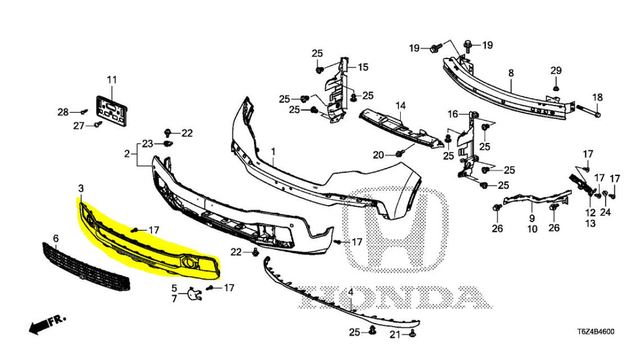 2017-2020 Honda Ridgeline 2017 Honda Ridgeline RTL Front Bumper Face ...