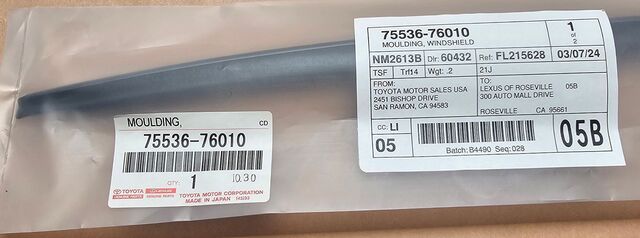 75536-76010 - Windshield Molding - 2011-2017 Lexus CT200h | My L Parts