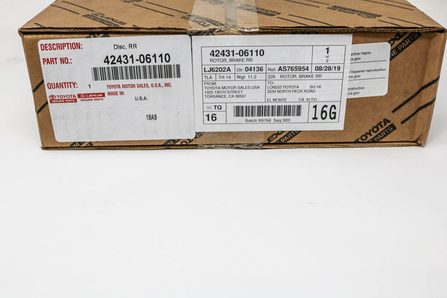 42431-06110 - Disc Brake Rotor (Rear) 2007-2012 Toyota | Longo Toyota Parts