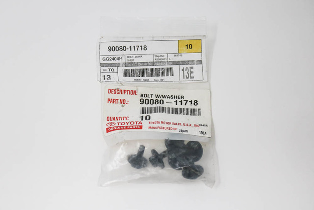 90080-11718 - Radiator Support Splash Shield Bolt Longo Toyota Parts