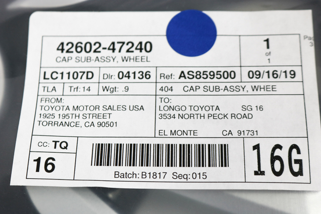 42602-47241 - Wheel Cover 2017-2019 Toyota Prius Prime | Longo Toyota Parts