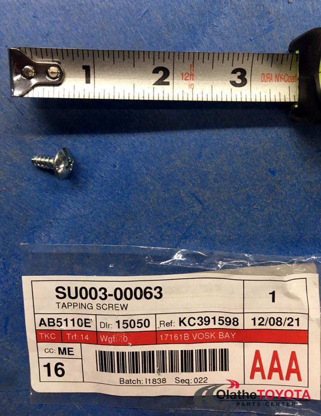 2013-2025 Toyota Handle, Inside Screw SU003-00063 | Toyota Parts Center